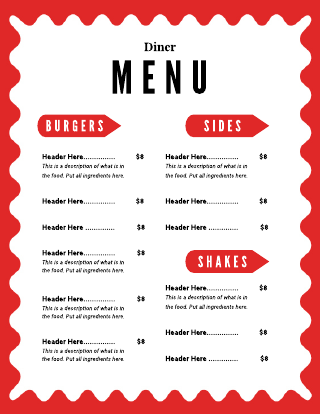 Free Diner Menu Templates & Examples